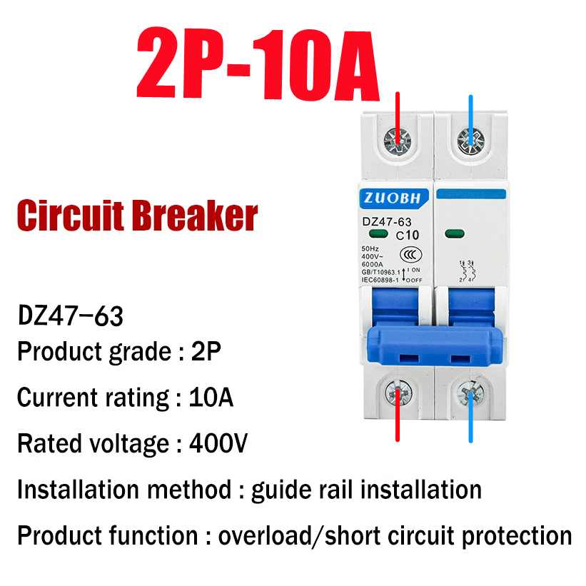 MCB DZ47-63 AC circuit breaker 10A 20A 63A 2 Poles Used to Protect Circuit Equipment | Shopee ...