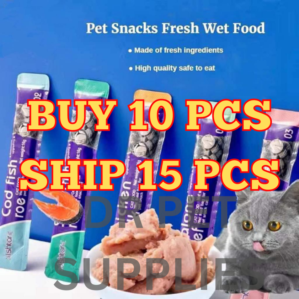 BUY 10 FREE 5 PCS Treat Paste Strips Wet Meat Chicken Tuna Kitten Cats ...