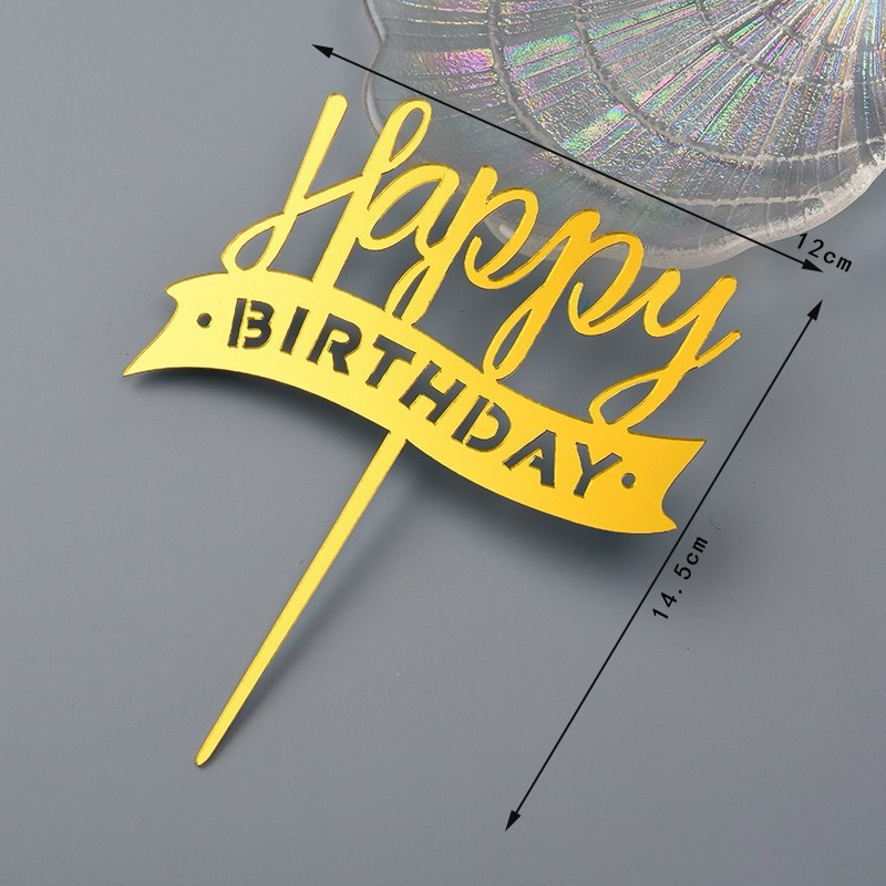 Acrylic Happy Birthday Cake Topper Cursive Happy anniversary 18 50 60 ...