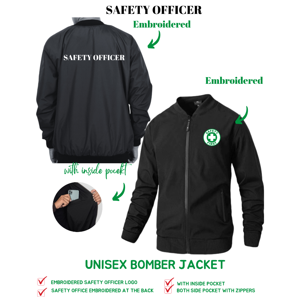 Safety Officer Full Zippered Hoodie Jacket Embro Unisex | Shopee ...