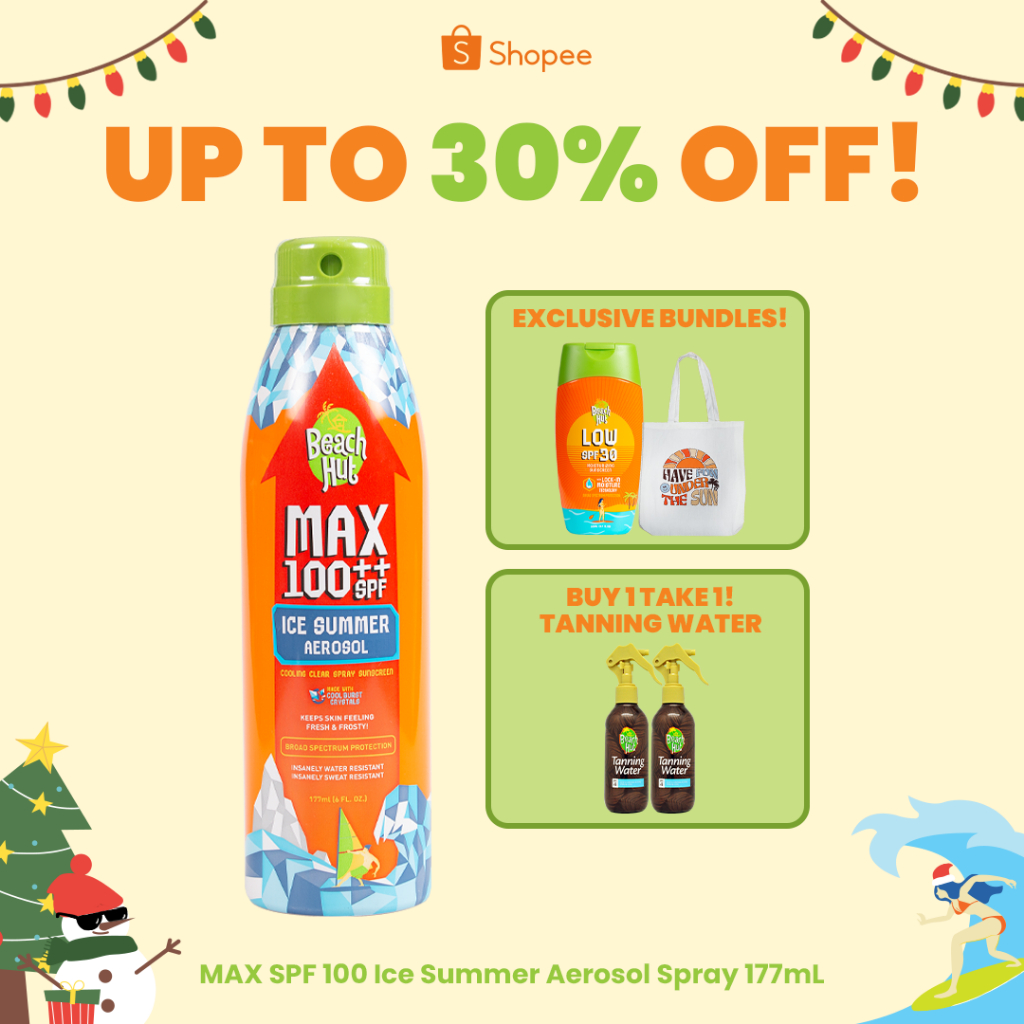 Beach Hut Sunblock MAX SPF 100 ++ Ice Summer Aerosol Sunscreen Body ...