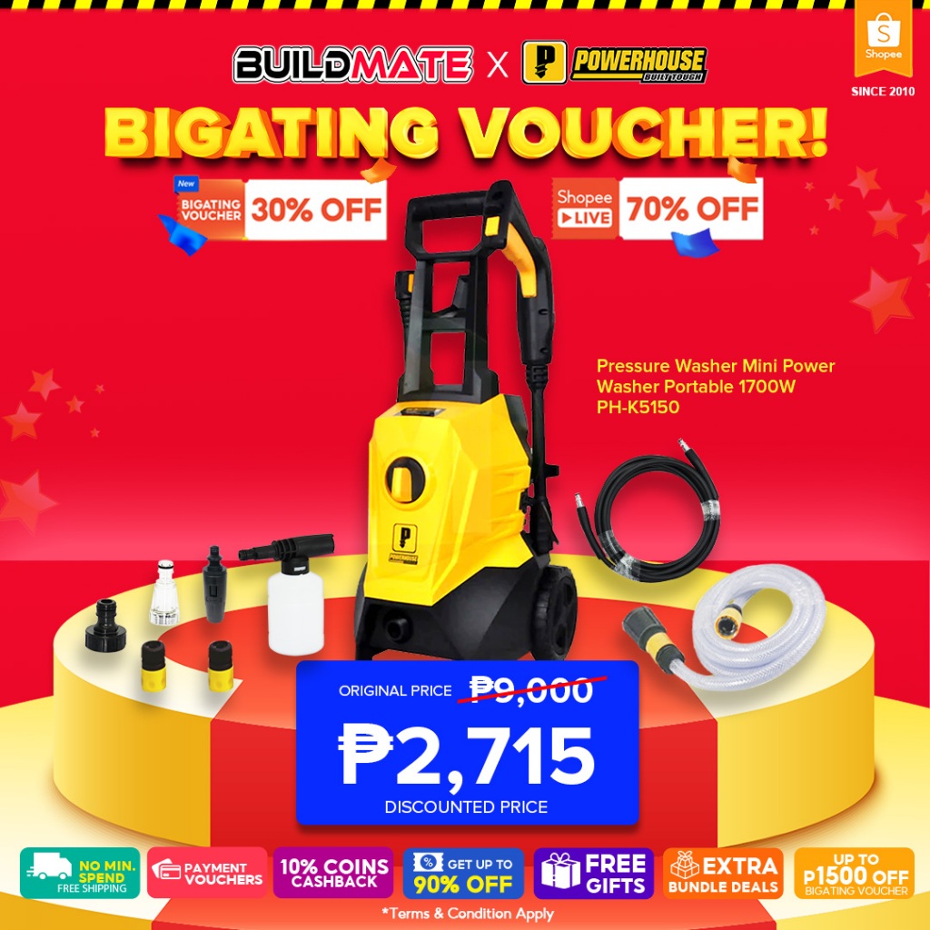 BUILDMATE Powerhouse Heavy Duty Portable Pressure Washer 1700W Car ...