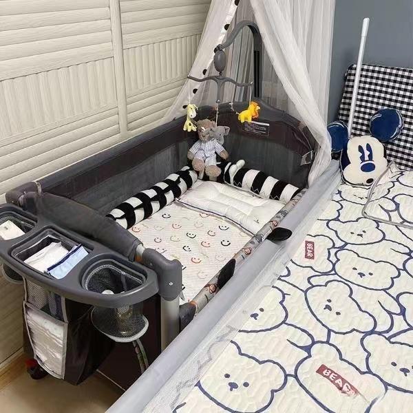 Folding Crib For Baby Bedside Sleepe Liftable Baby Crib Set With ...