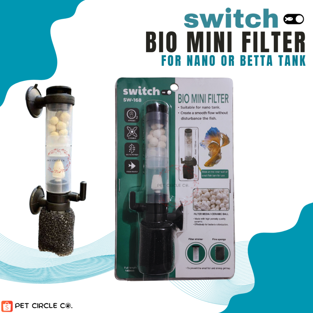 Bio Mini Filter Aquarium Betta Filter Submersible for Nano Tank Switch ...