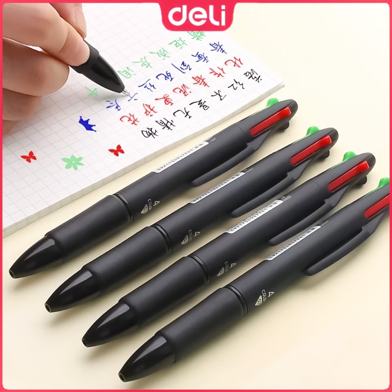 Deli Four-Color Ballpoint Pen Multicolor Ballpen School Supplies 0.7mm ...
