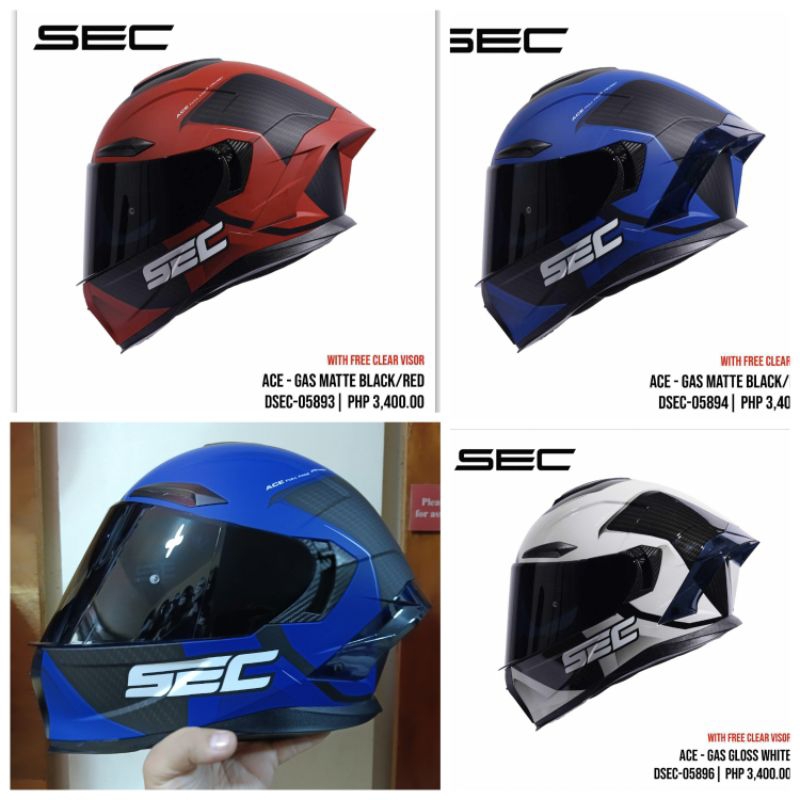 SEC ACE GAS FULL FACE DUAL VISOR | Shopee Philippines