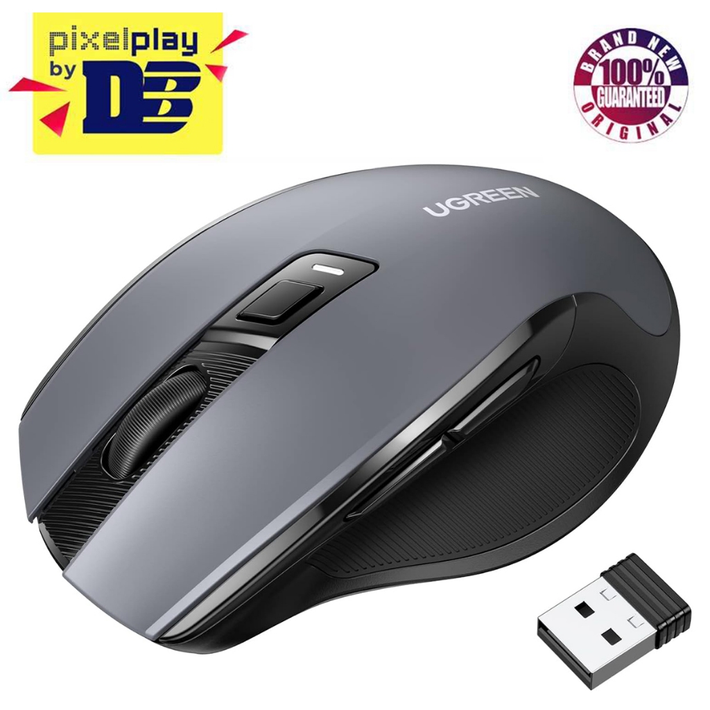 UGreen 2.4 Ghz 4000 DPI Ergonomic Contoured-Shape Wireless Mouse (Black ...