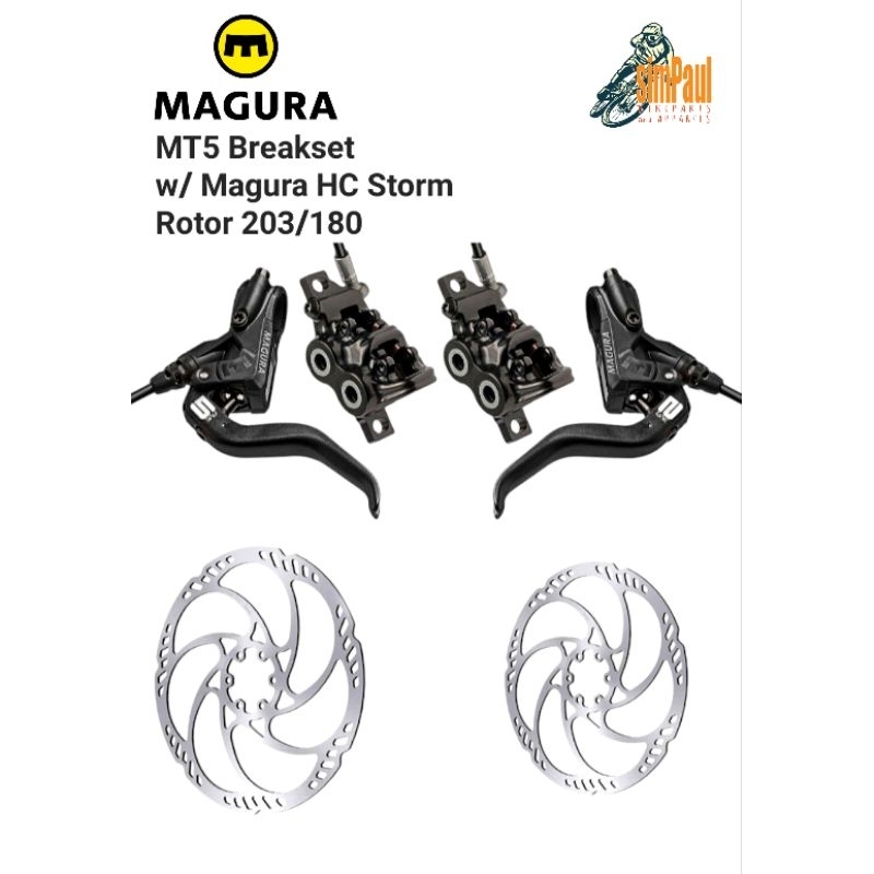 Magura MT5 Breakset + 2 Magura HC Storm Rotor 6 Bolts 203/180 Brand New ...