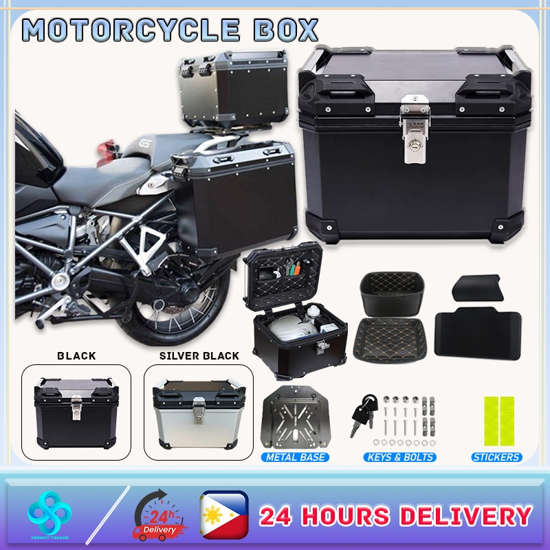 Motorcycle Heavy Duty ABS Top Box 47L Capacity Trunk Luggage Rear Tail ...