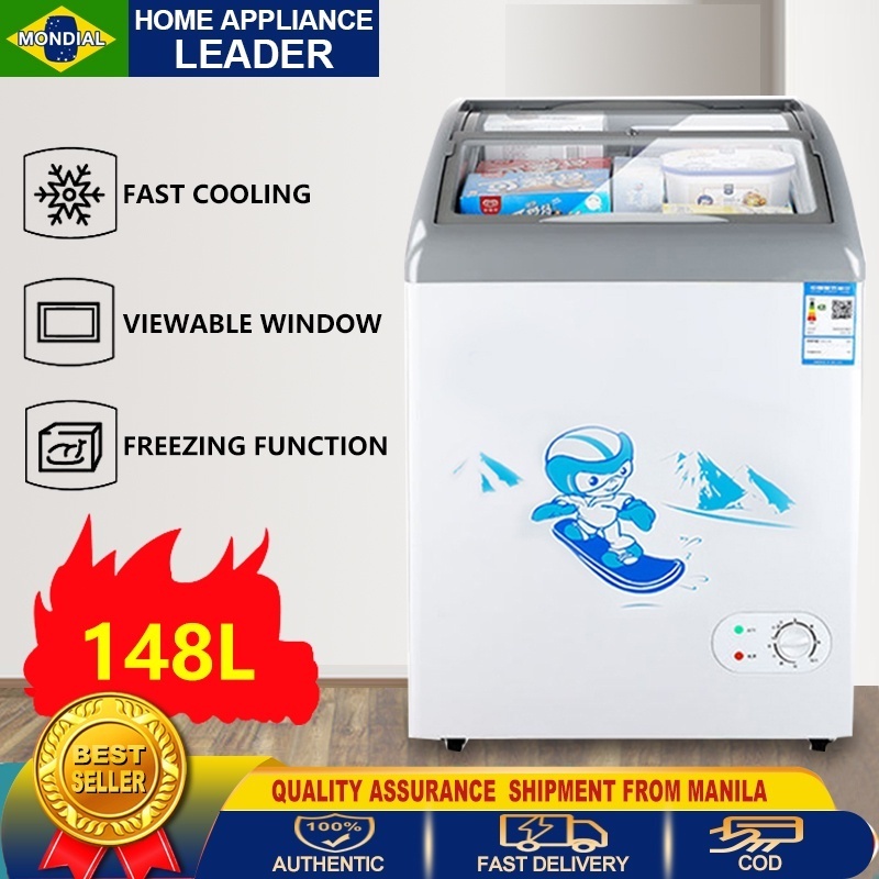 MONDIAL 148L 5.22 Cu ft feet freezer view glass display case ice cream ...
