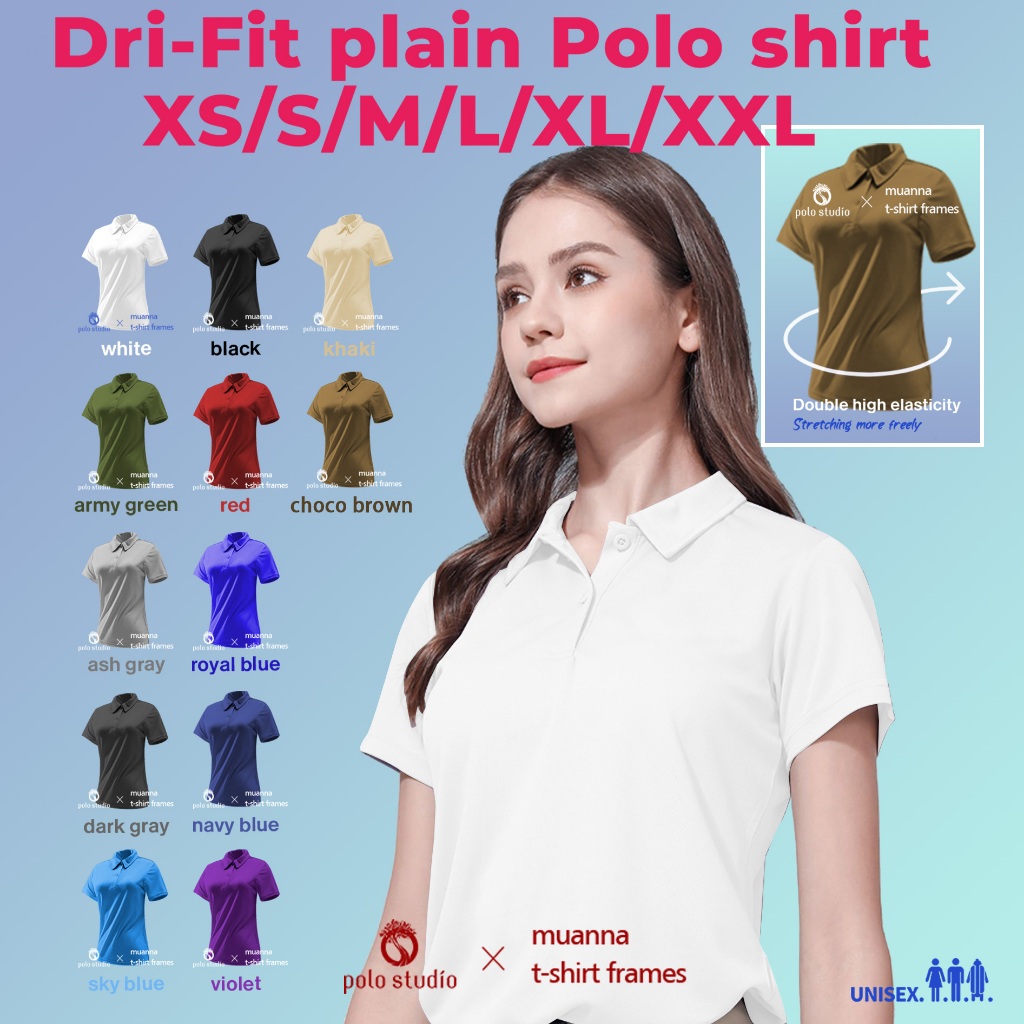 drifit poloshirts women Unisex plain white black color overruns formens ...