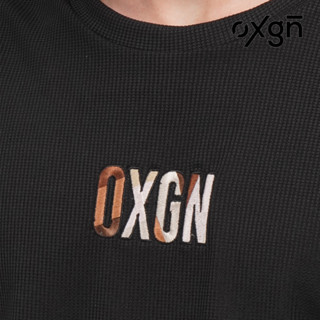 OXGN Logo Patch Embroidery Waffle Fabric T-Shirt For Men (Black ...