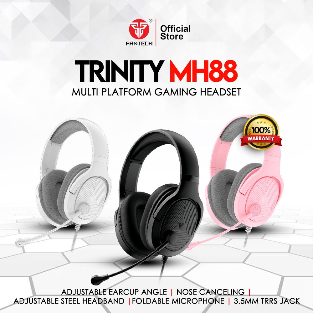 Fantech TRINITY MH88 Adjustable Headband Gaming Headset Multi Platform Compatibility Headphones ...