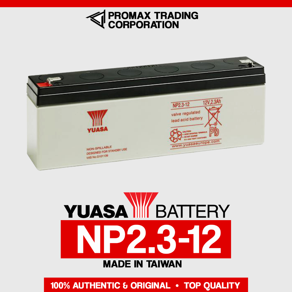Yuasa Valve Regulated Lead Acid Battery - NP2.3-12 (12V 2.3Ah) (Made in ...