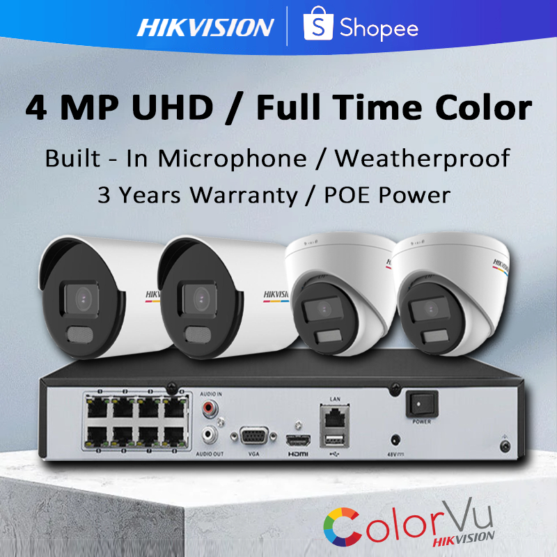 Hikvision 2/4MP IP Camera CCTV Package Set ColorVu W/Audio Network ...