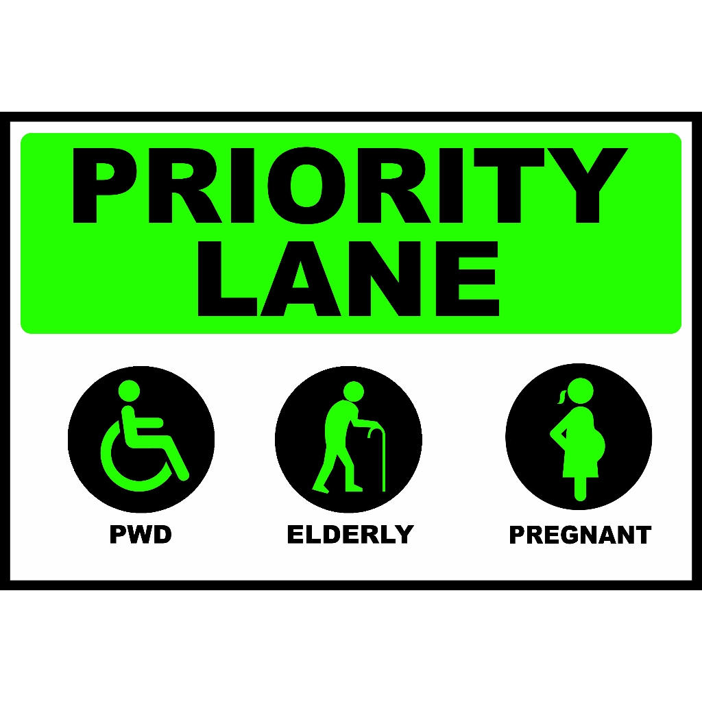 SIGN PRIORITY LANE SIGNAGE PVC TYPE OR PLASTIC LAMINATED WATERPROOF AND ...