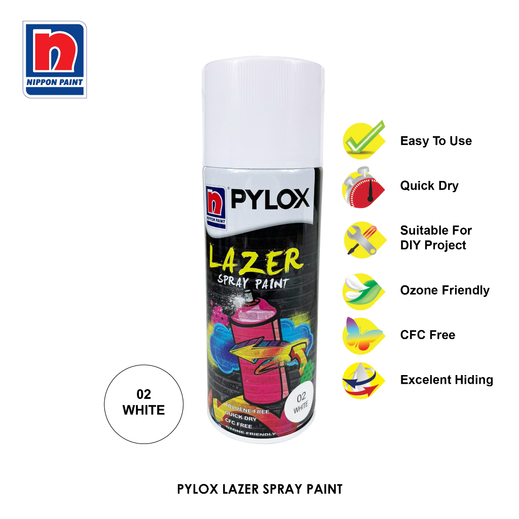 Pylox Lazer Spray Paint White No.2 Nippon | Shopee Philippines