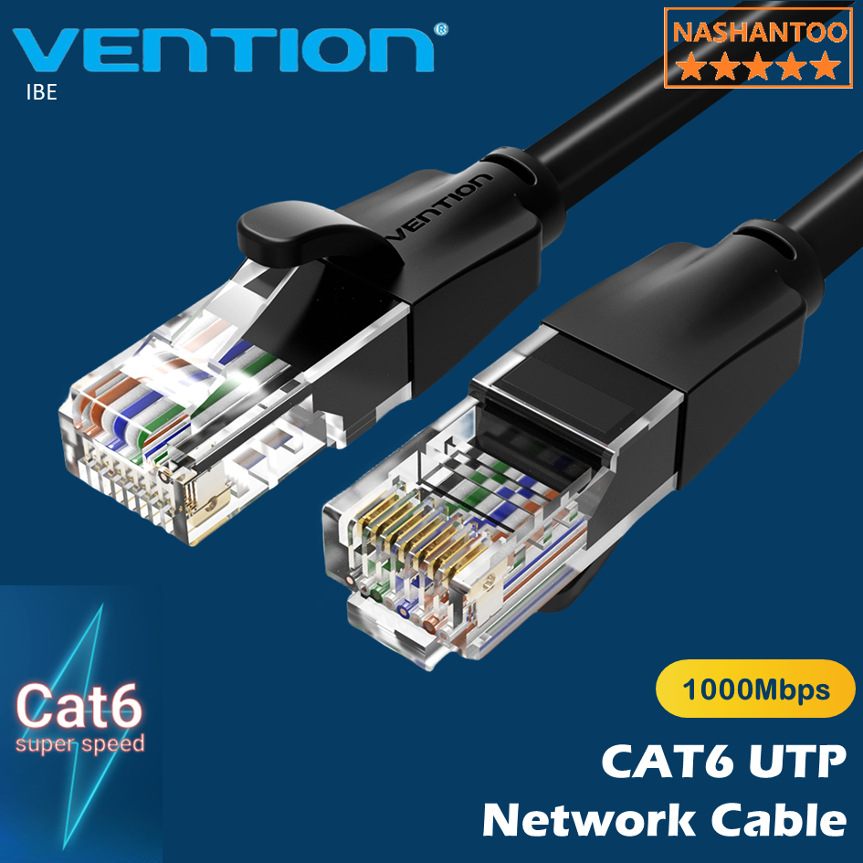 Vention 1M/2M/3M/5M/10M/15M Cat.6 UTP Patch Cable Black Up To 1000mbps ...