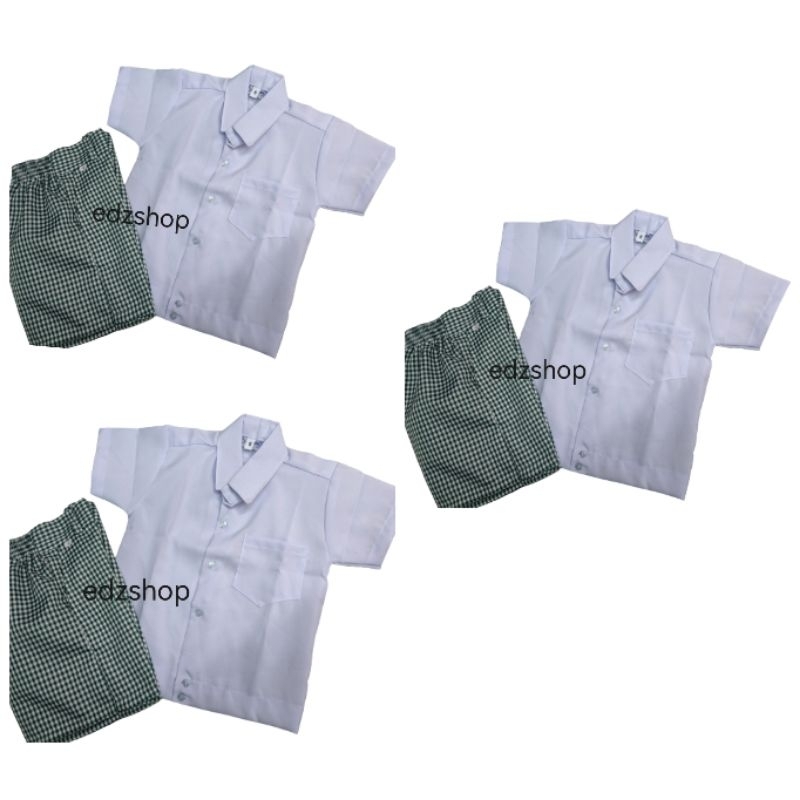 green chekerd shorts set polo school uniform | Shopee Philippines