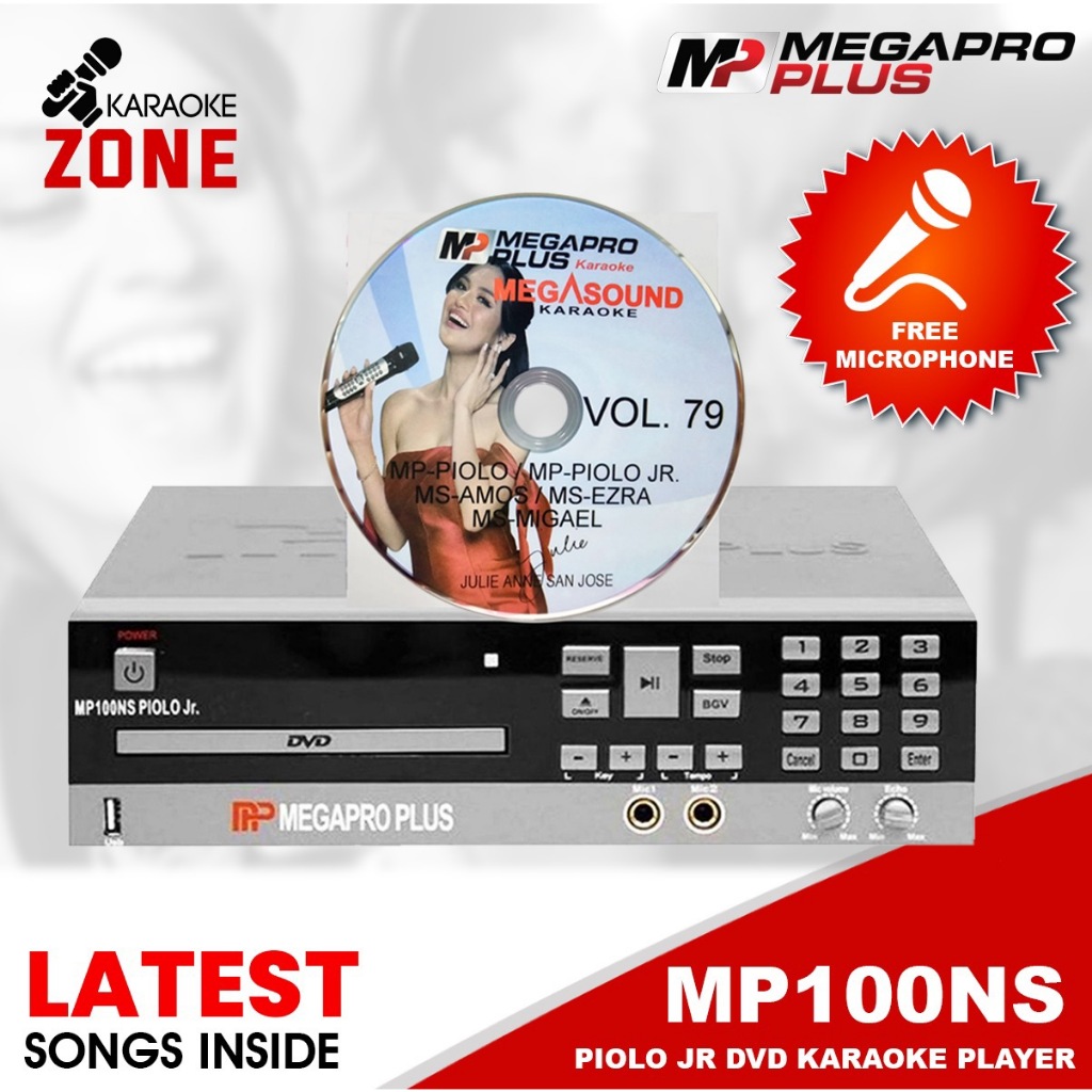 Megapro Plus MP 100 NS / Mp Piolo Jr / with Free Wired Microphone / Megapro Plus karaoke player ...