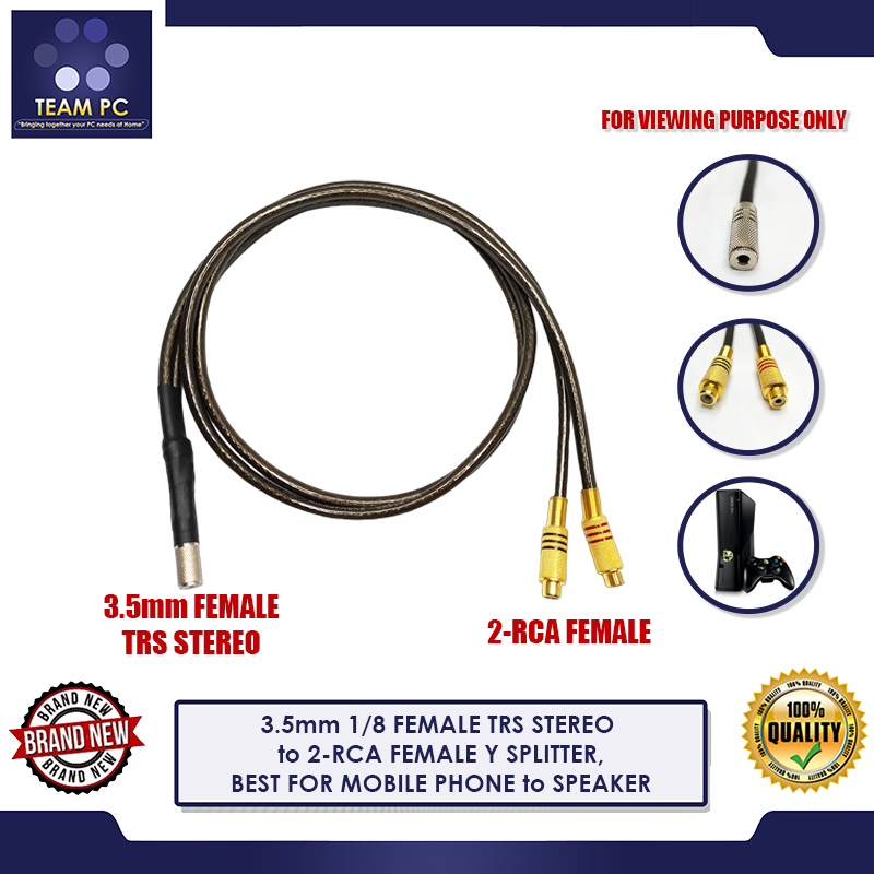3.5mm 1/8 FEMALE TRS STEREO to 2-RCA FEMALE Y SPLITTER, BEST FOR MOBILE ...