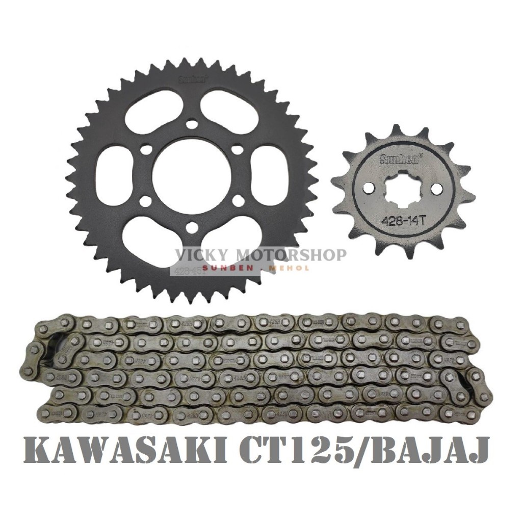 CHAIN AND SPROCKET SET FOR CT125/ BAJAJ 6 HOLES 428 38T 42T 45T 48T 51T ...