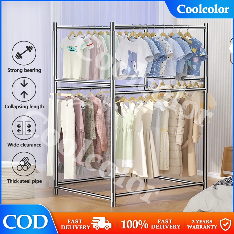 Double Clothes Rack Drying Heavy Duty Stainless Floor Mounted Sampayan ...