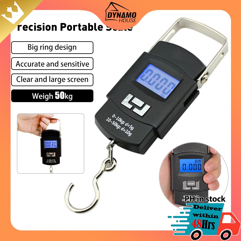 50kg Luggage Scale Weighing Scale Portable Electronic Hanging Digital Scale Stainless Steel Hook ...