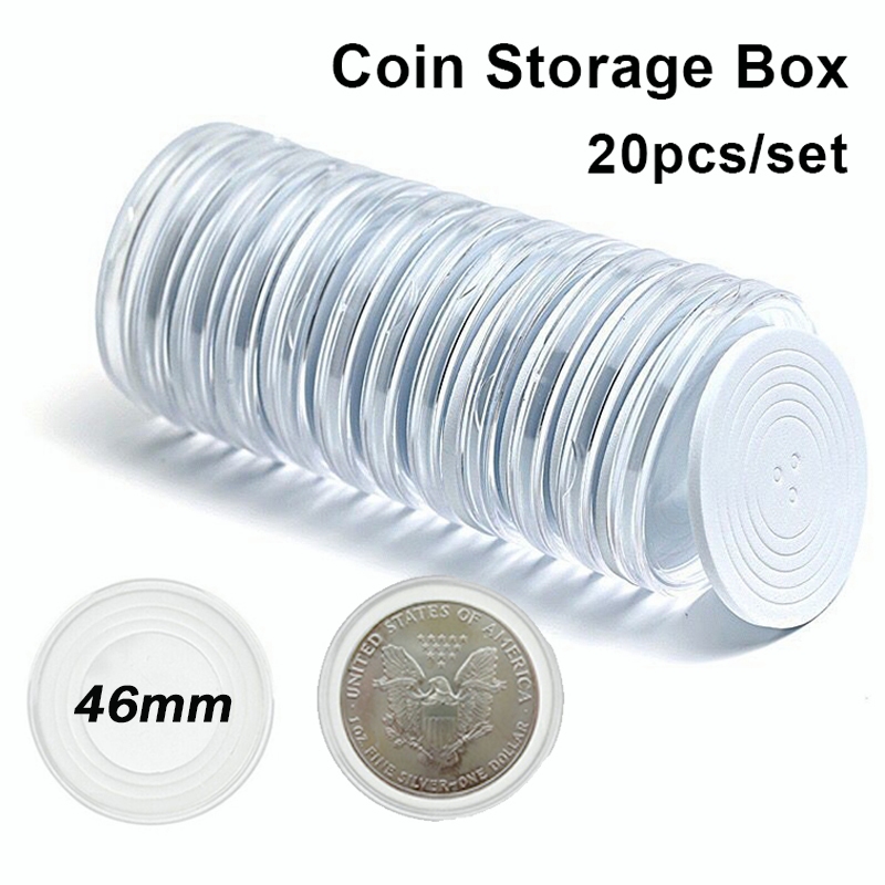 20Pcs Coin Holder Capsules with Inner Pad 46mm Bank Tray Coin Storage ...