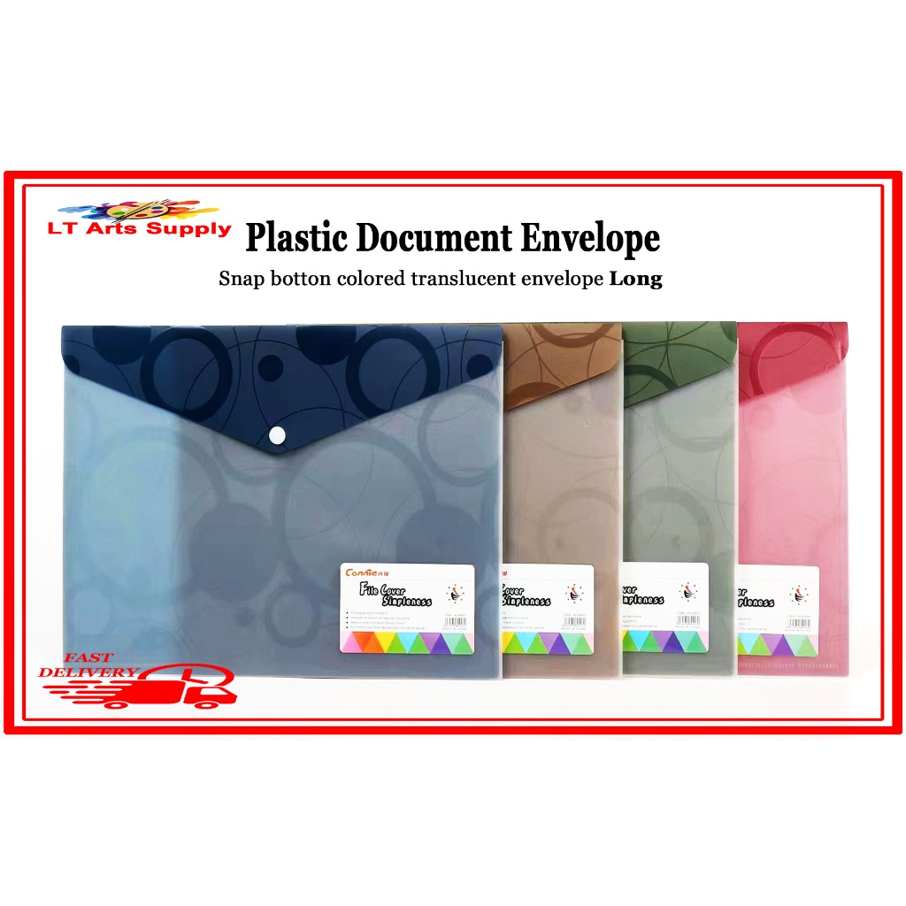 Plastic Document Envelope Snap botton colored translucent envelope Long ...