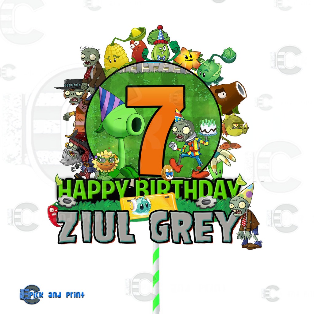 Personalized / Customized Plants Vs. Zombies Theme Cake Topper for DIY ...