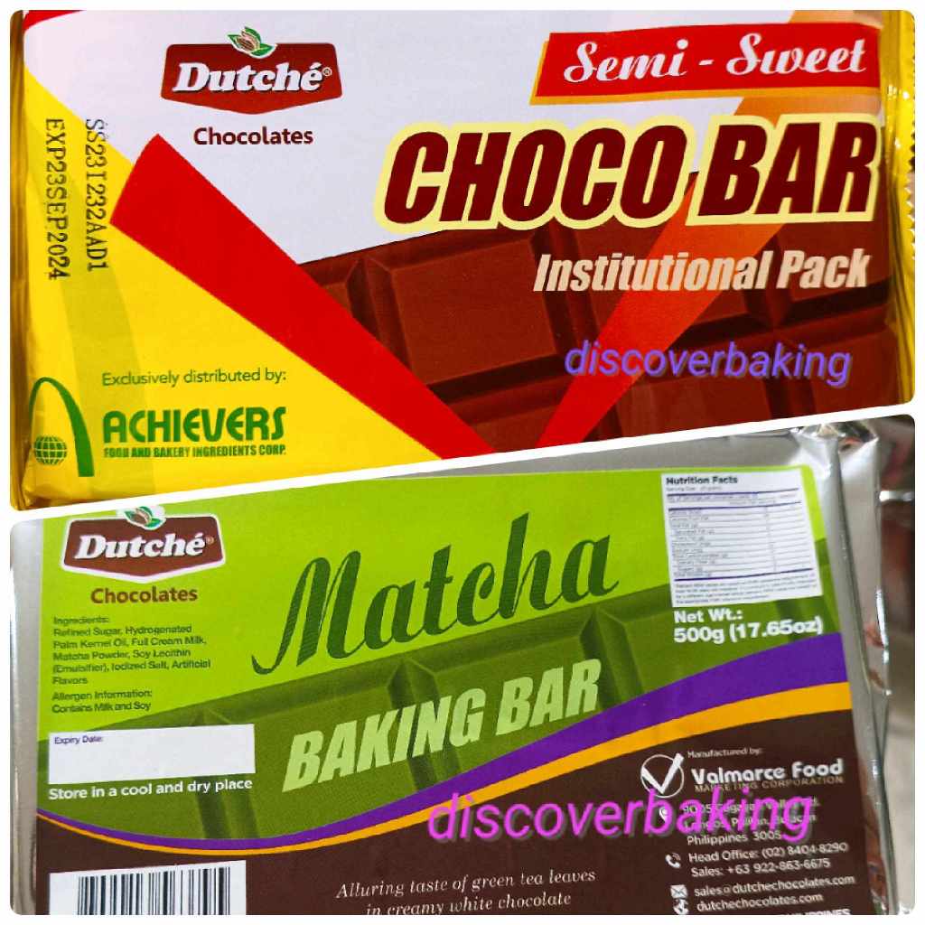 DUTCHE CHOCO BAR 500G MATCHA SEMI-SWEET BAKING BAR | Shopee Philippines