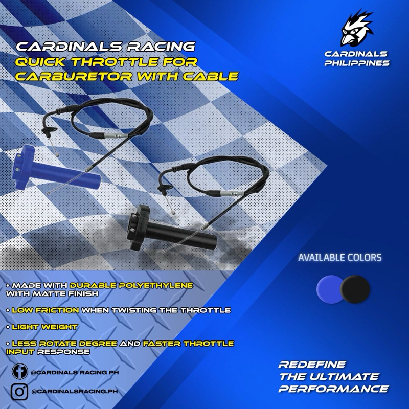 CARDINALS RACING - QUICK THROTTLE FOR CARBURETOR,FI WITH CABLE | Shopee ...
