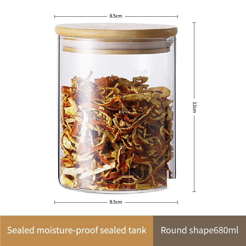 Hoba Airtight Glass Canister Food Storage Transparent Container Bamboo ...