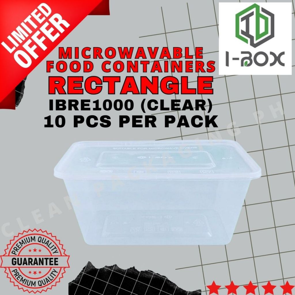 [10 PCS] IBOX RE1000/ 1000ML CLEAR CONTAINER RECTANGULAR SERIES FOOD ...
