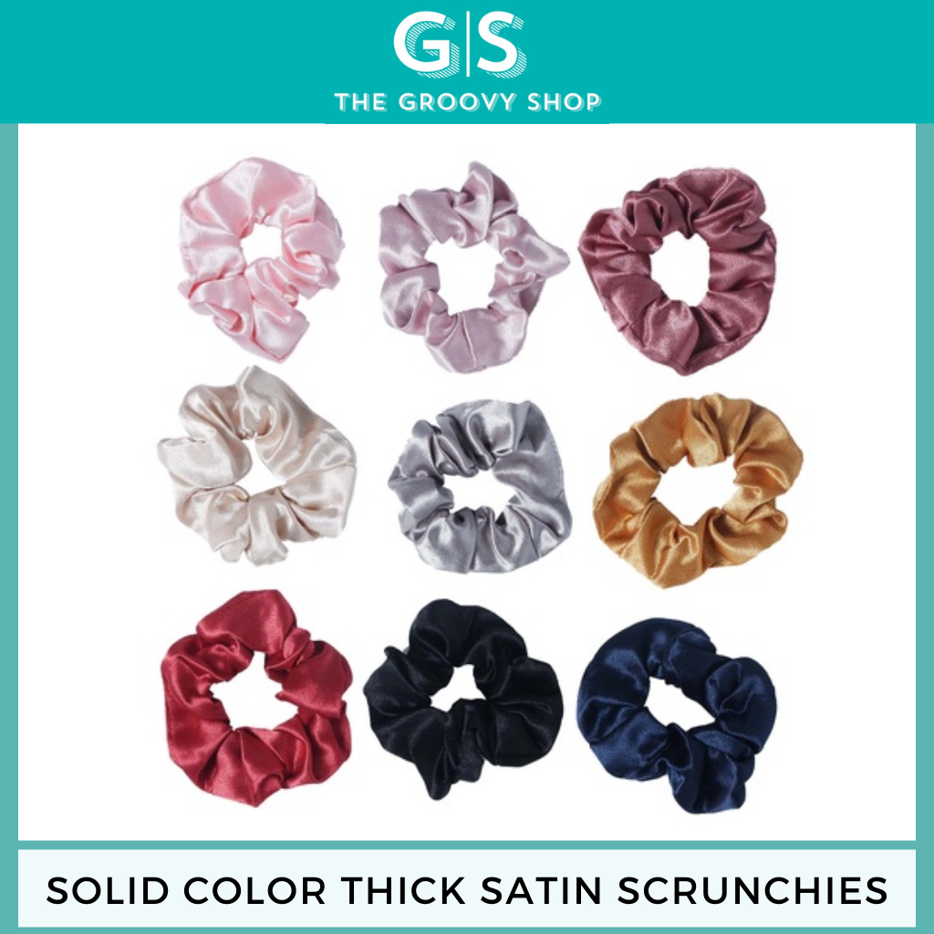 Joy Fashion Solid Color Thick Satin Scrunchies | Shopee Philippines