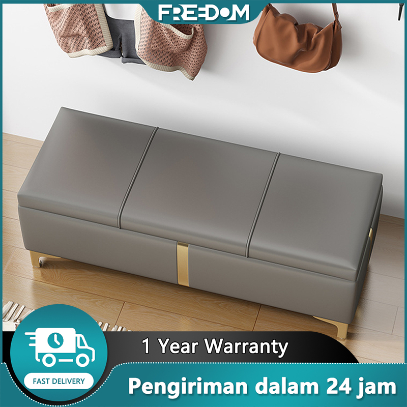 Leather Ottoman Storage Box Stool Rectangular Storage Stool Sofa ...