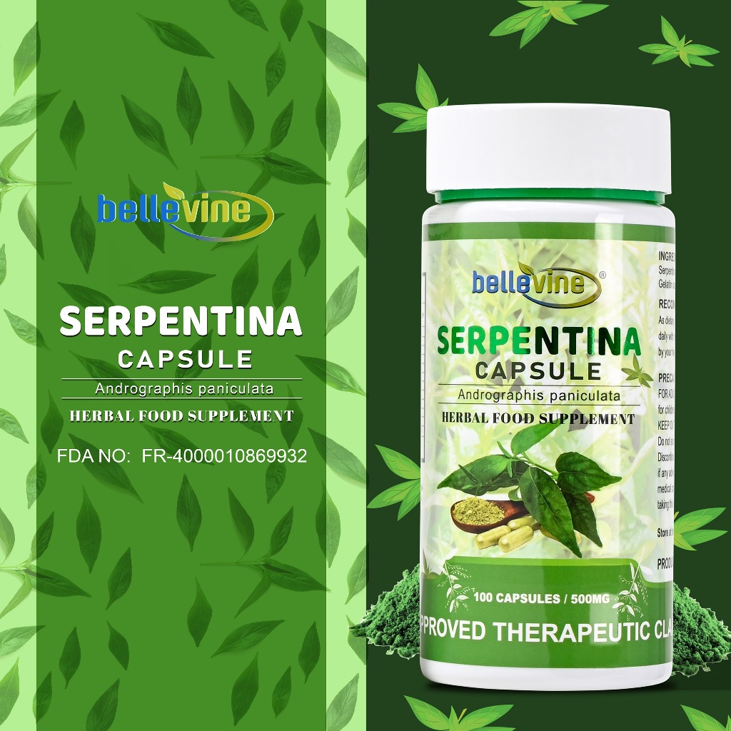 Serpentina Herbal Supplement 100 Capsules x 500mg Bottle (Andrographis ...