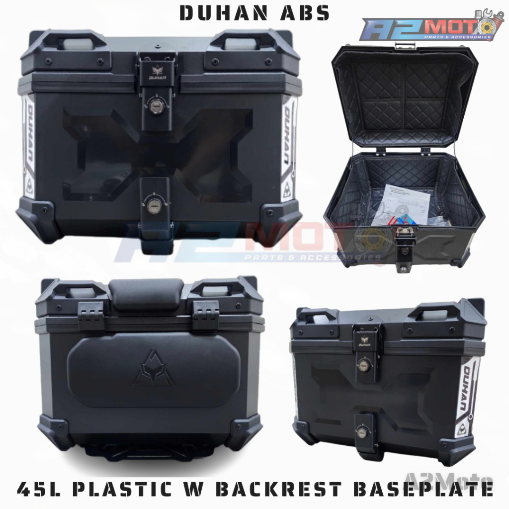 A2Moto NIWRA F2 Raptor ABS HARD PLASTIC Top Box HNJ MC Duhan ALLOY Base ...
