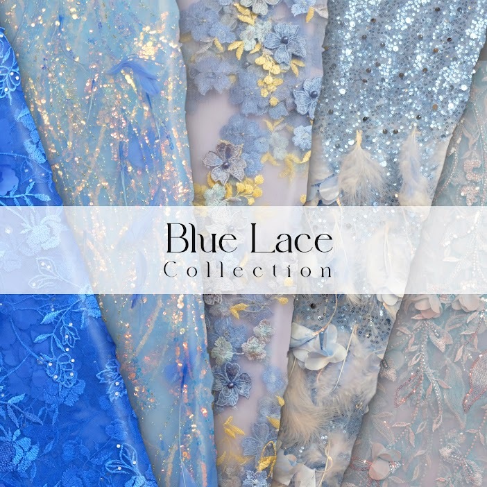 Azure Allure: Blue Lace Fabric Collection (Dusty, SkyBlue, NavyBlue ...