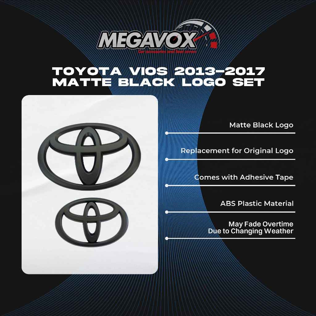 Toyota Vios 2013-2017 Matte Black Logo Set | Shopee Philippines