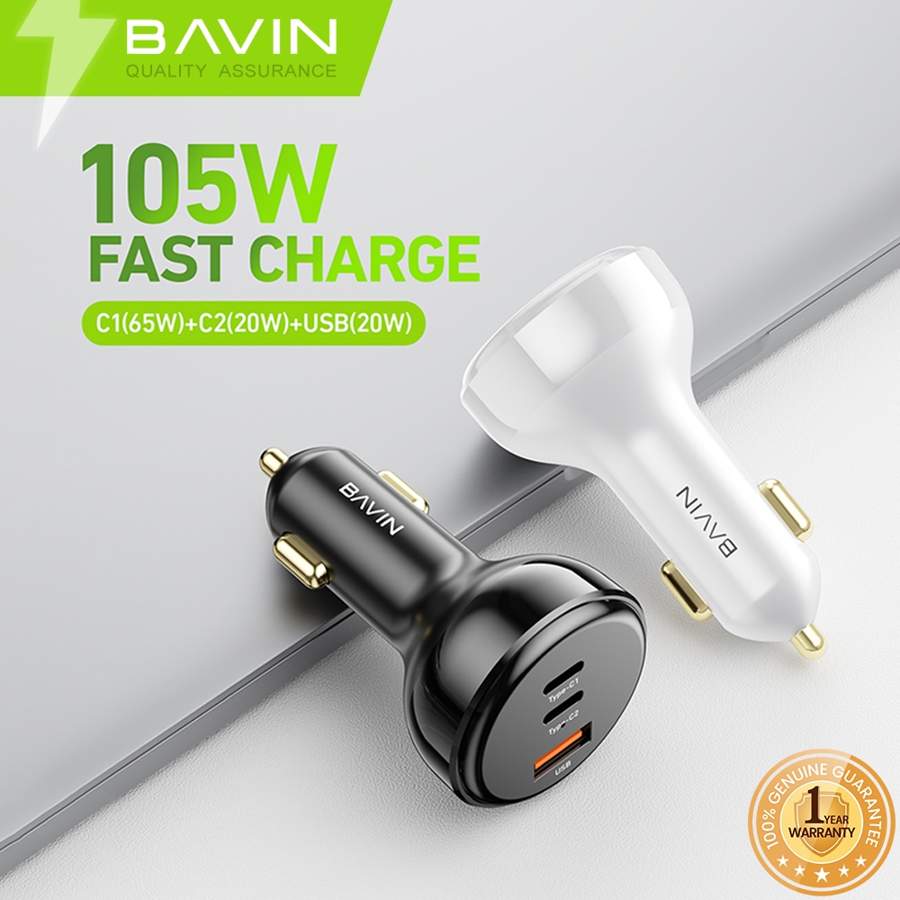 BAVIN PC855 105W Fast Charging Car Charger W/ 3 Input Port Charging ...