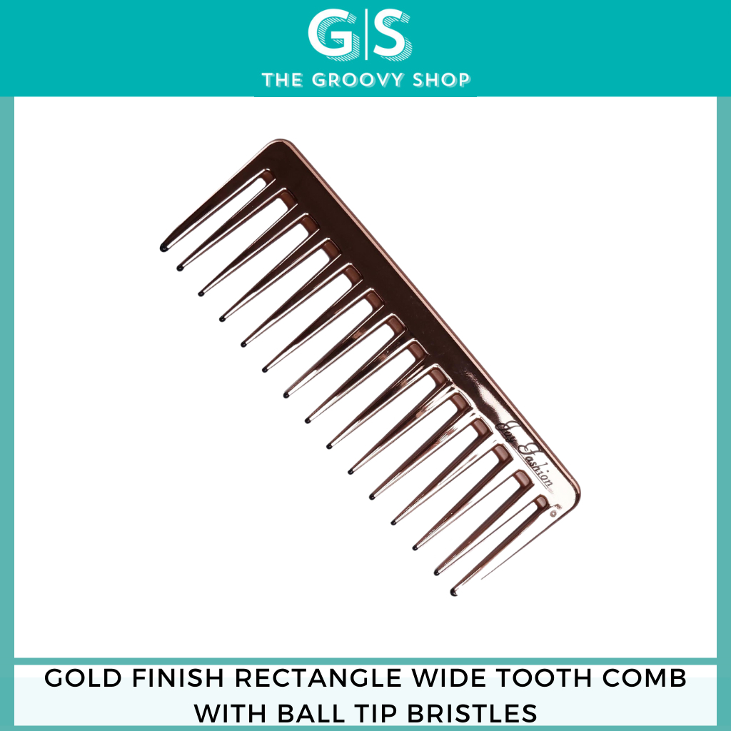 Joy Fashion Gold Finish Rectangle Wide Tooth Comb With Ball Tip ...