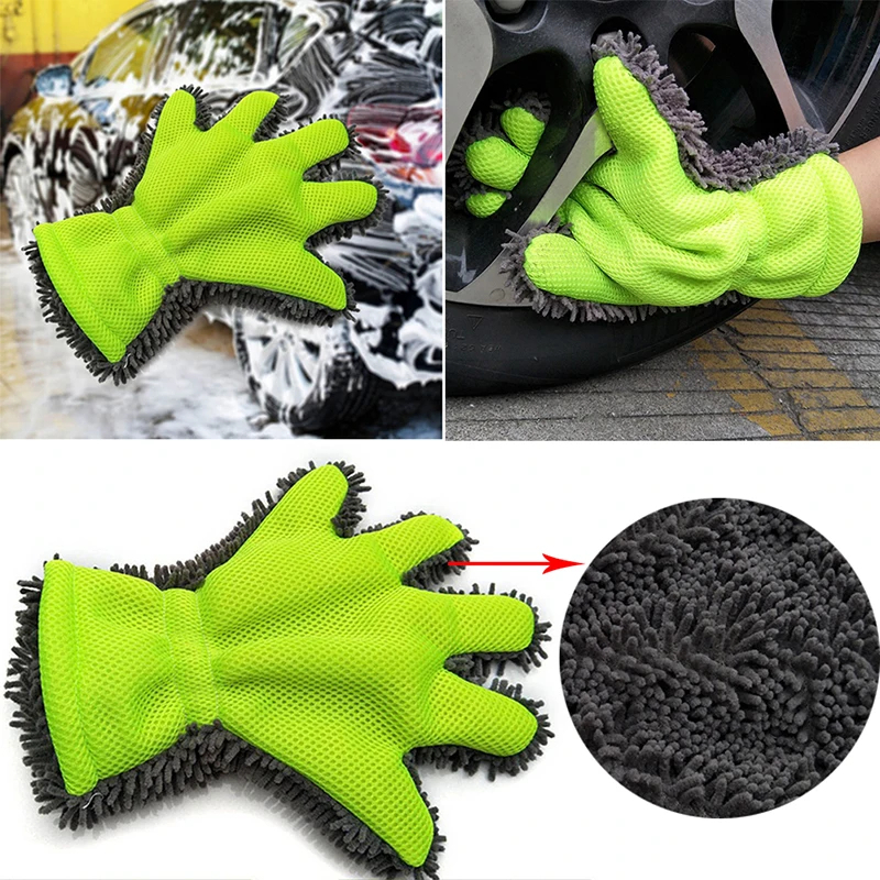 Thickened double-sided available car wash gloves microfiber waterproof ...