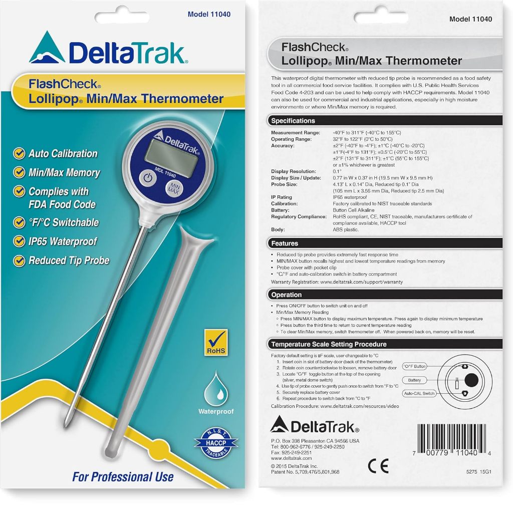 DeltaTrak 11040 Professional Digital Meat Theme Meter Waterproof for ...