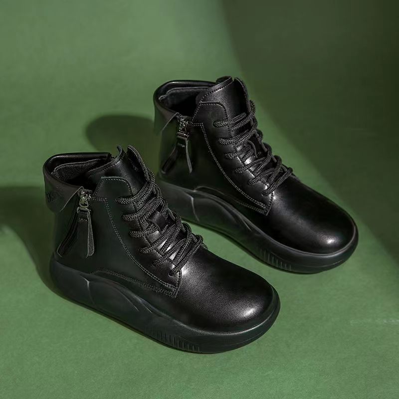 Soft leather soft sole Martin boots for women casual platform shoes ...