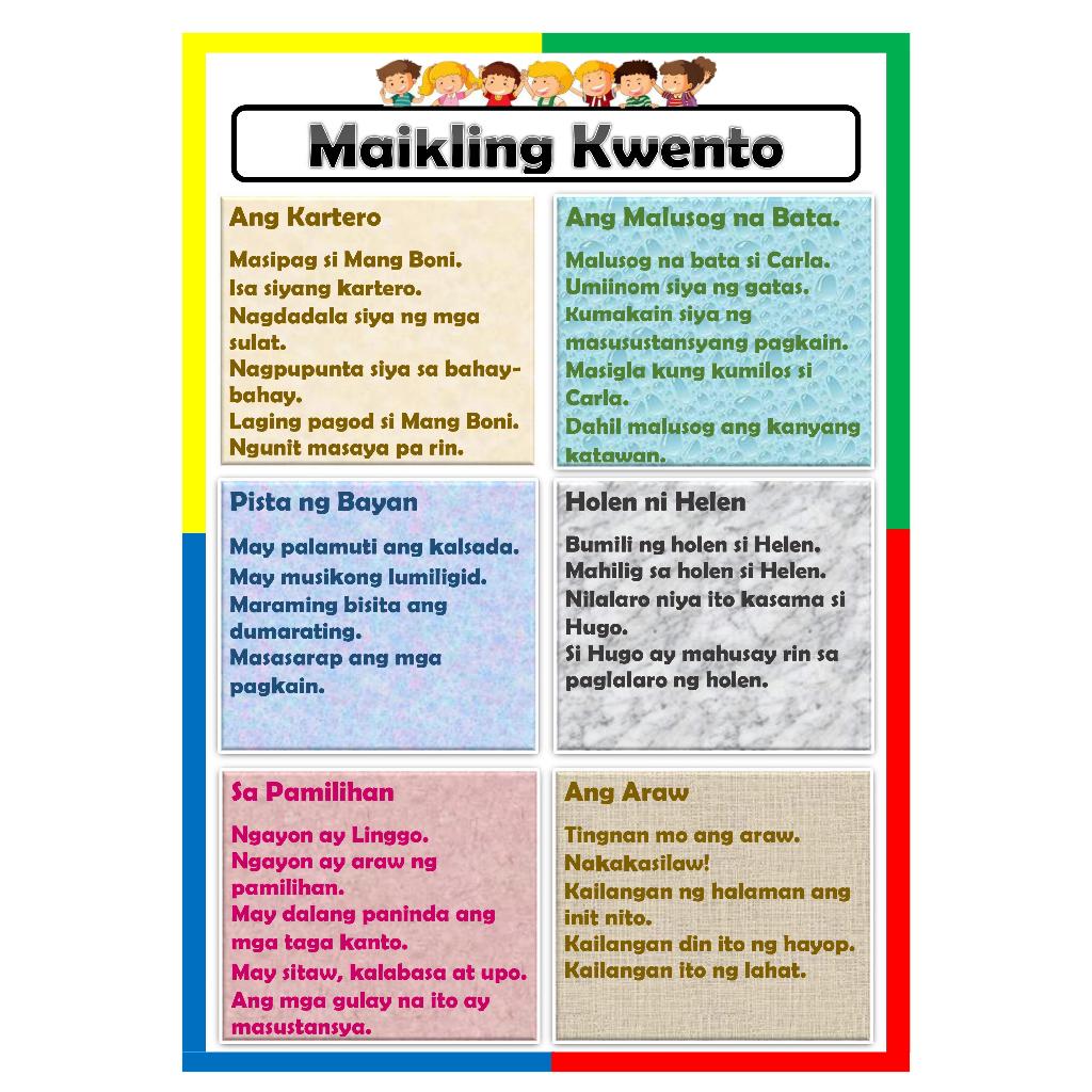 Laminated Educational Chart - Pagbasa Category - A4 - with random ...