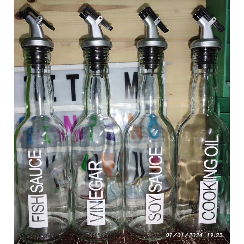 4pcs (1set) 350ml Repurpose Glass Condiments Bottle with anti leak ...