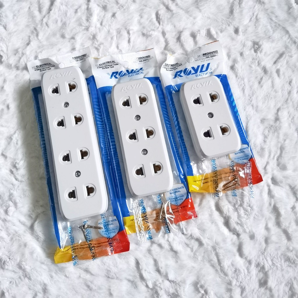 BOX 20 PCS ROYU Surface Type Extension Convenience Outlet 2 3 4 Gang G ...