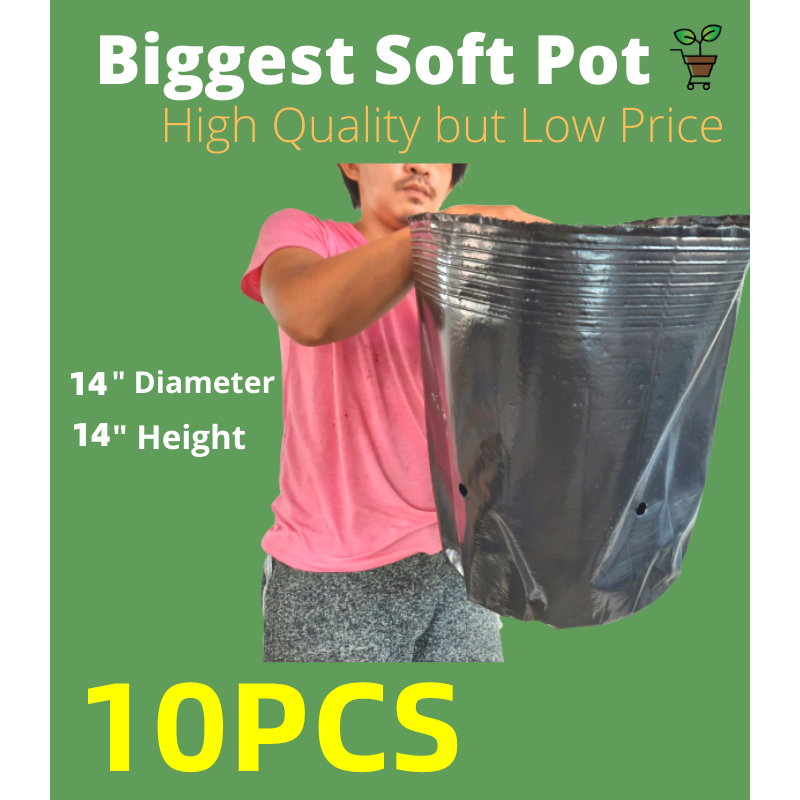 10Pcs Soft Pots 14 inches Biggest Available / Black round plastic home ...